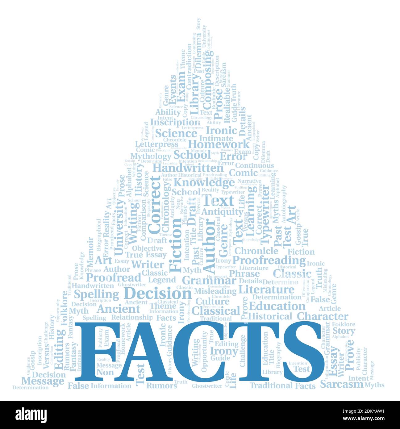 Facts typography word cloud create with text only Stock Photo - Alamy