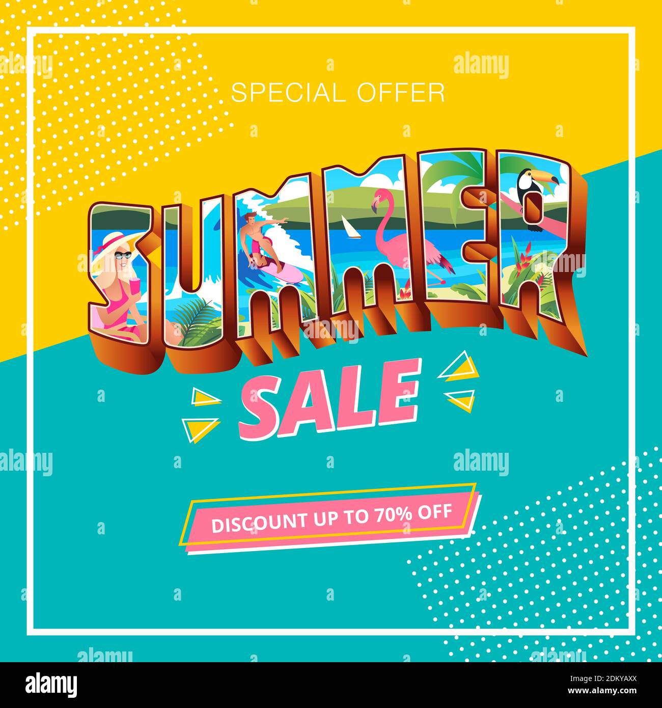 Vintage summer holiday poster hi-res stock photography and images - Alamy