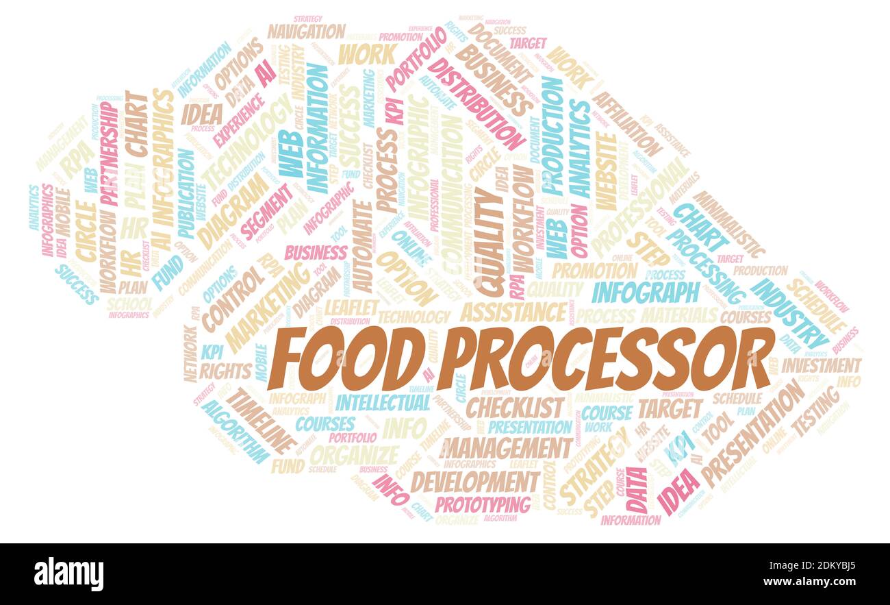Food Processor typography word cloud create with text only Stock Photo ...
