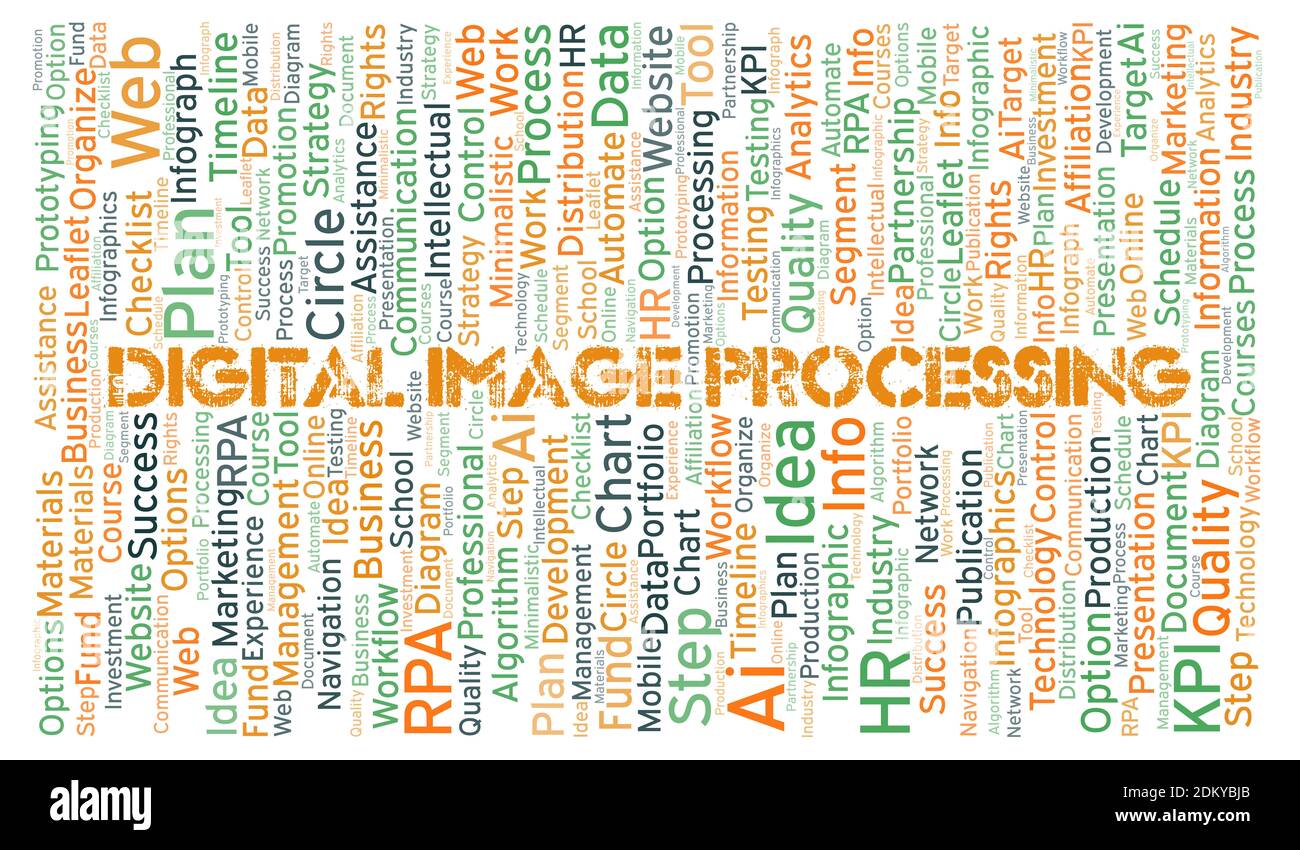 Digital Image Processing typography word cloud create with text only ...