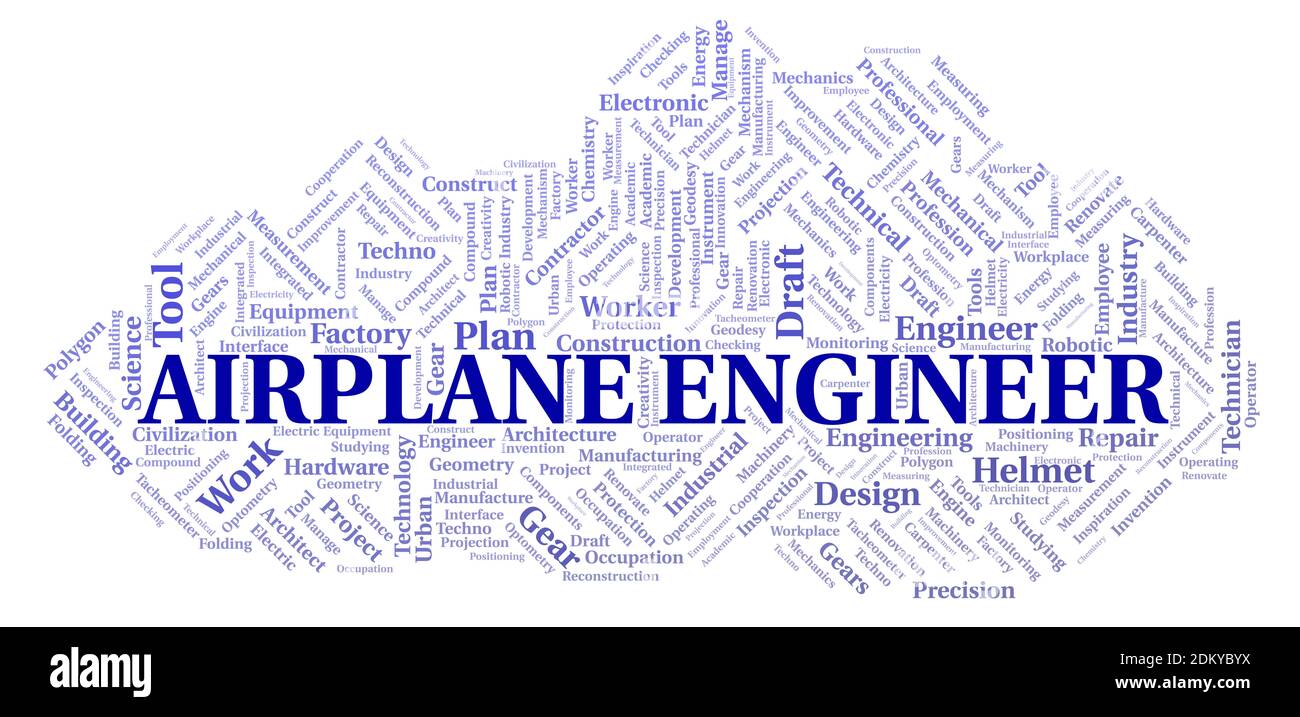 Airplane Engineer typography word cloud create with text only Stock ...