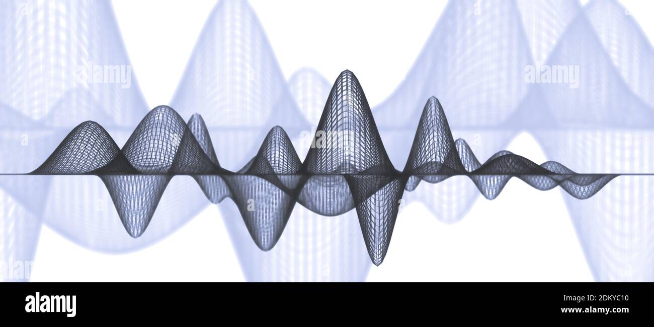 Modern Abstract Blue Wireframe Grid Structure Soundwaves Sound Waves Audio Science Or Data