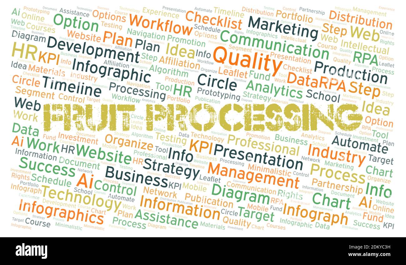 Fruit Processing typography word cloud create with text only Stock ...