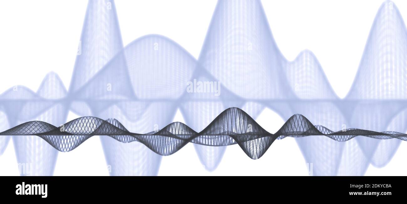 Audio waves, blue wireframe grid structure, soundwaves, sound waves ...