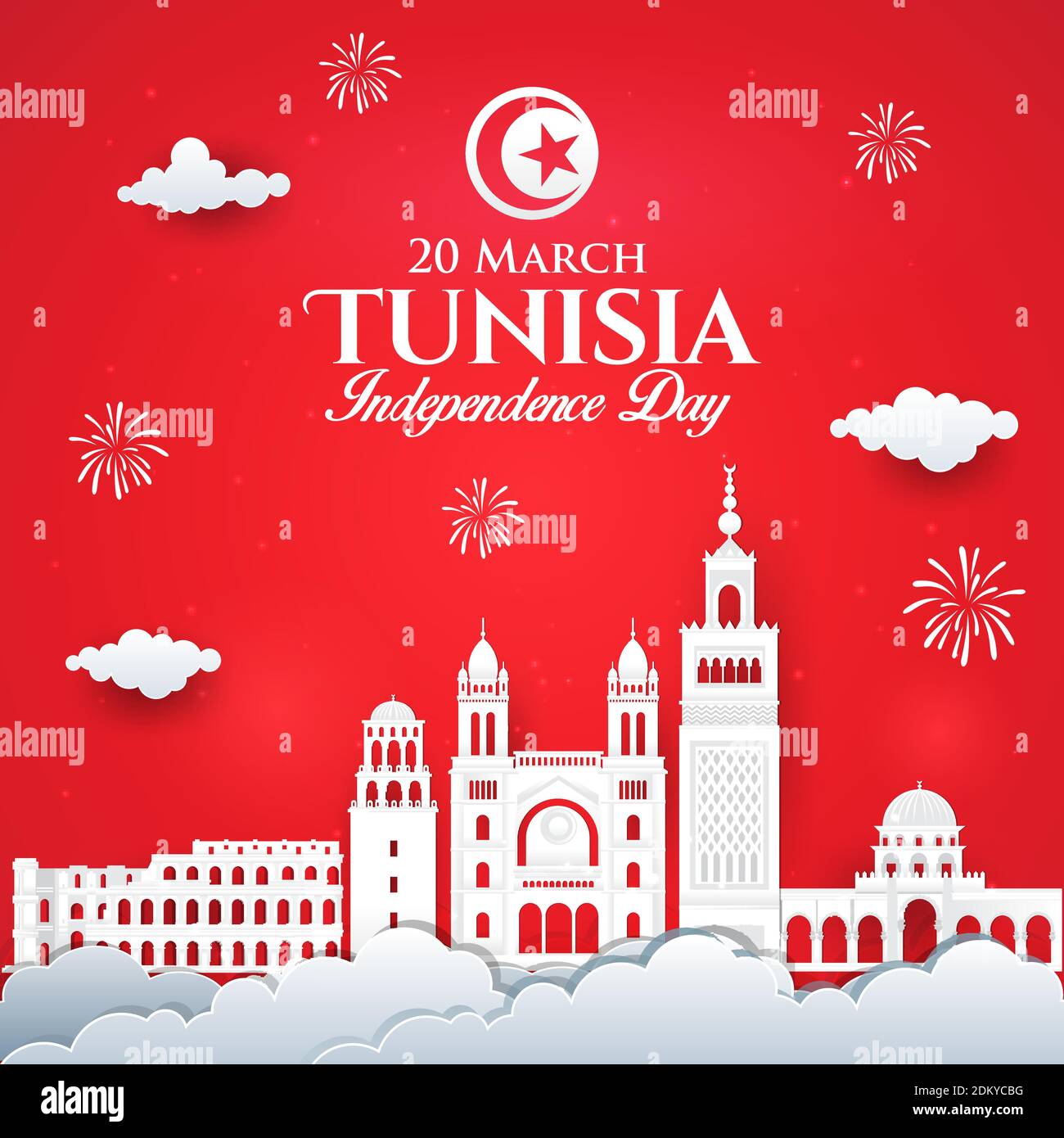 Vector illustration of Tunisia Independence Day celebration with city ...