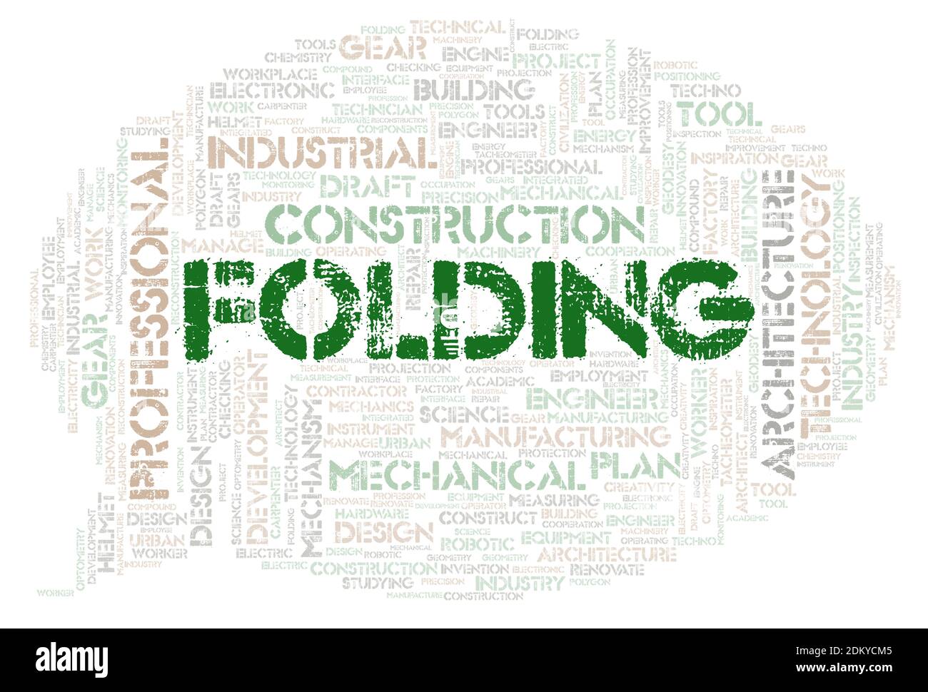 Folding typography word cloud create with text only Stock Photo - Alamy