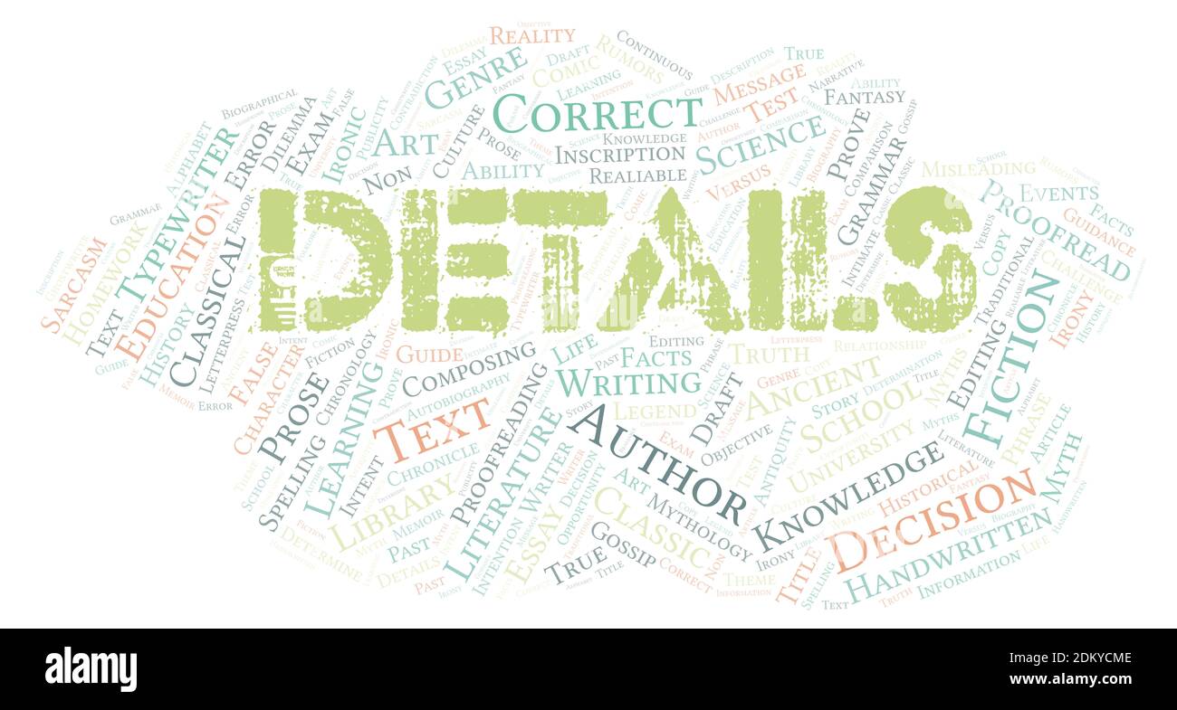 Details typography word cloud create with text only Stock Photo - Alamy