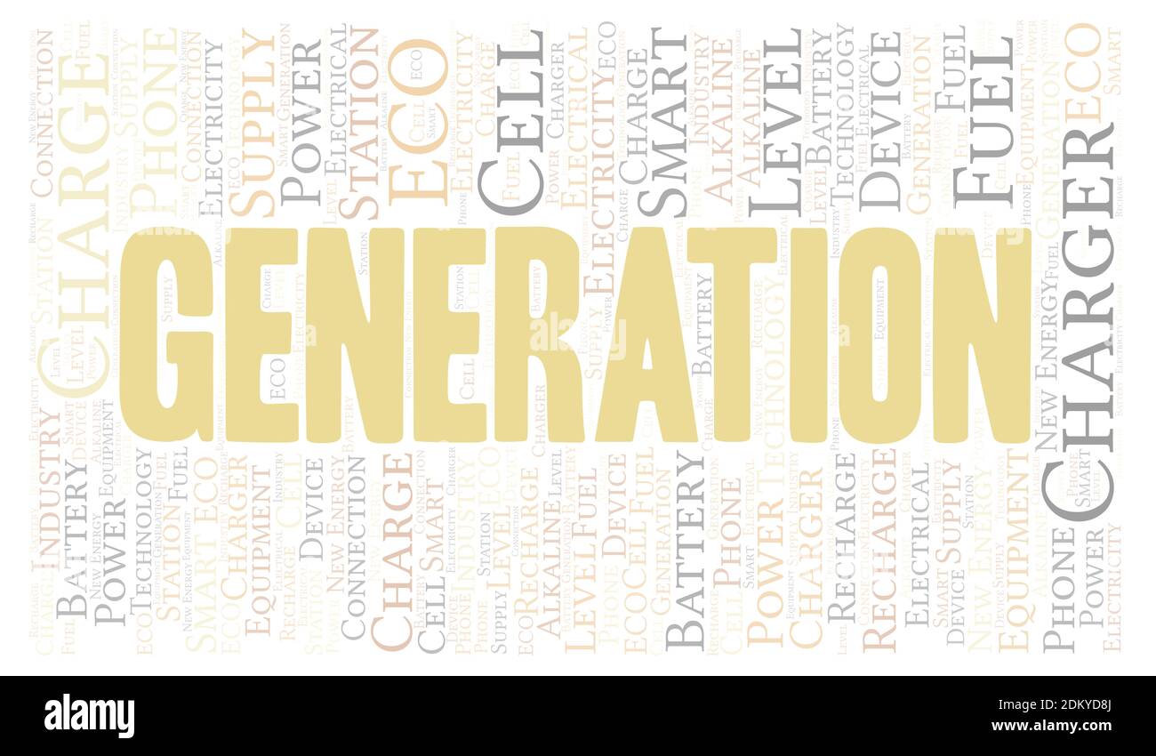 Generation typography word cloud create with text only Stock Photo - Alamy