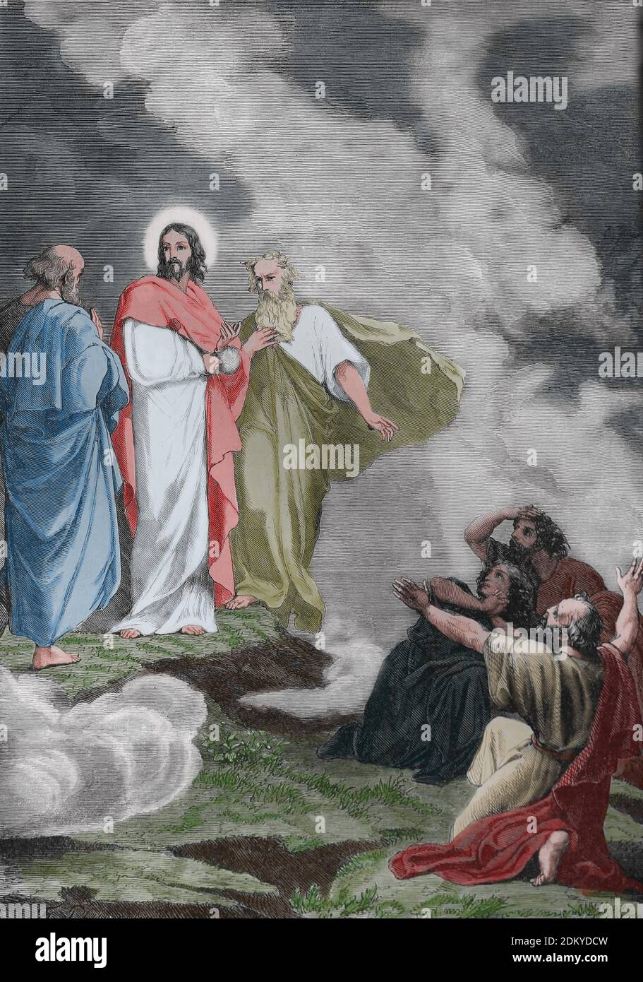 New Testament. Tranfiguration of Jesus. Jesus, Peter, James, John and ...
