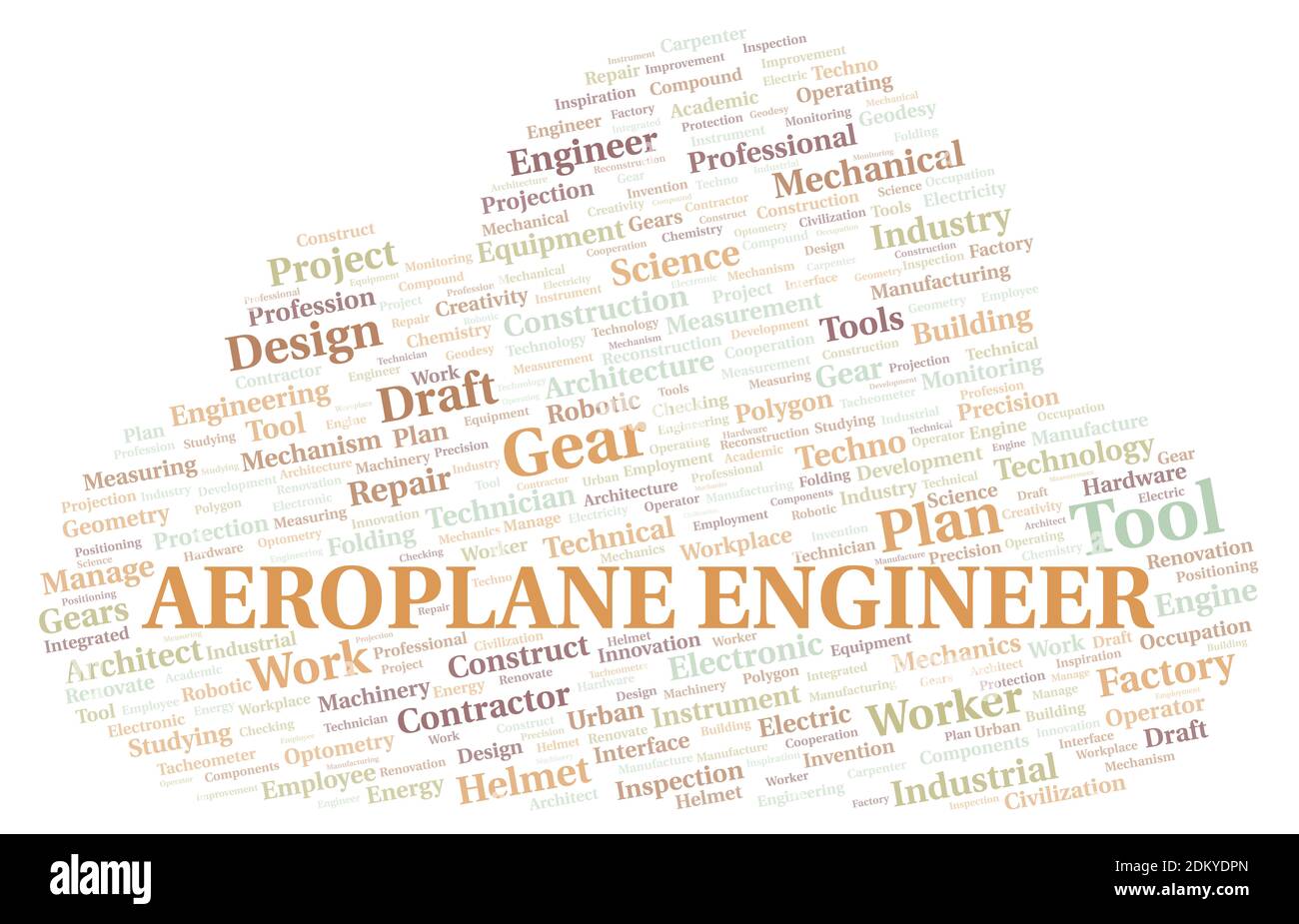 Aeroplane Engineer typography word cloud create with text only Stock ...
