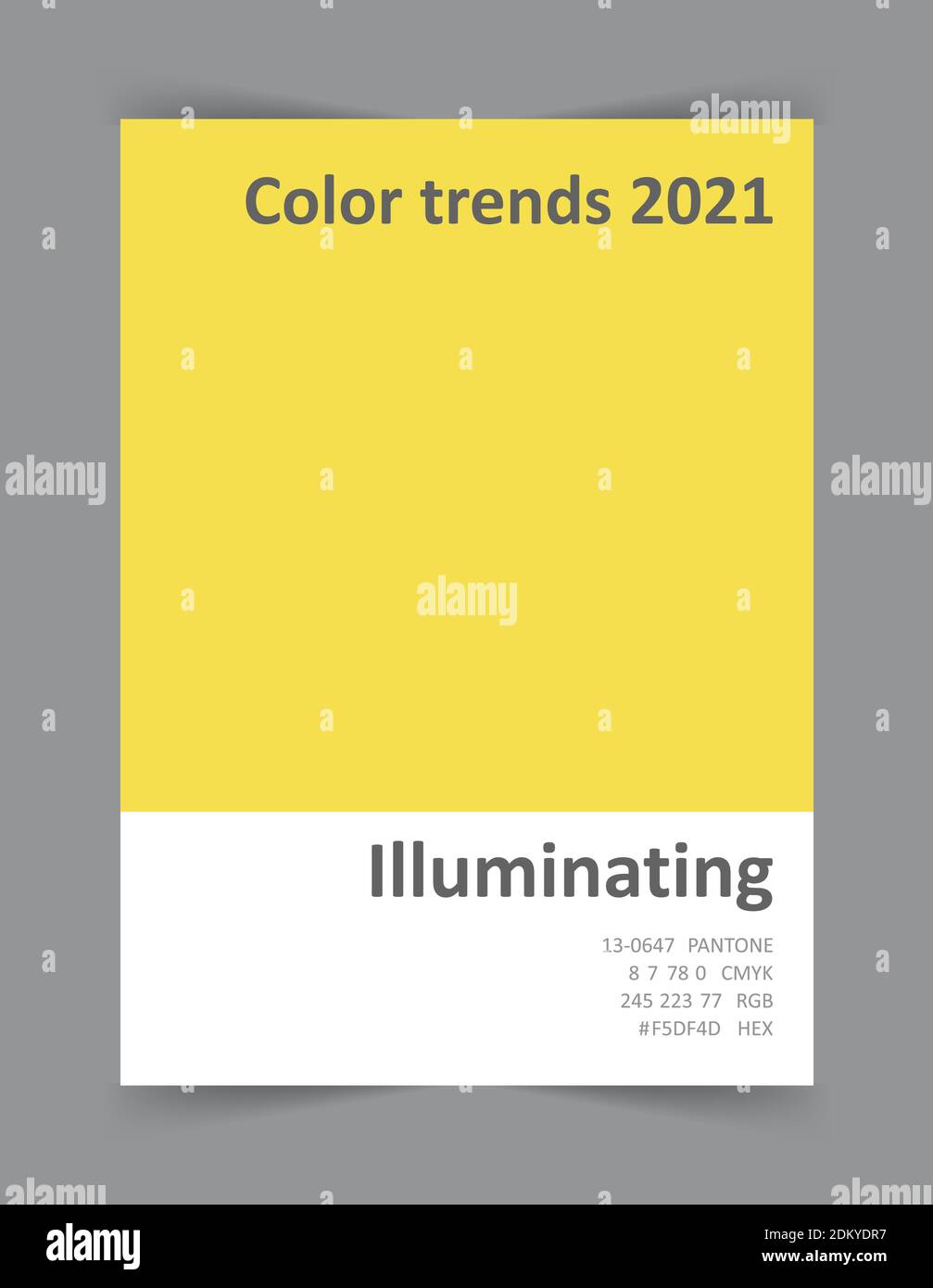 Color of the year 2021. Trendy illuminating yellow shade Stock Vector ...