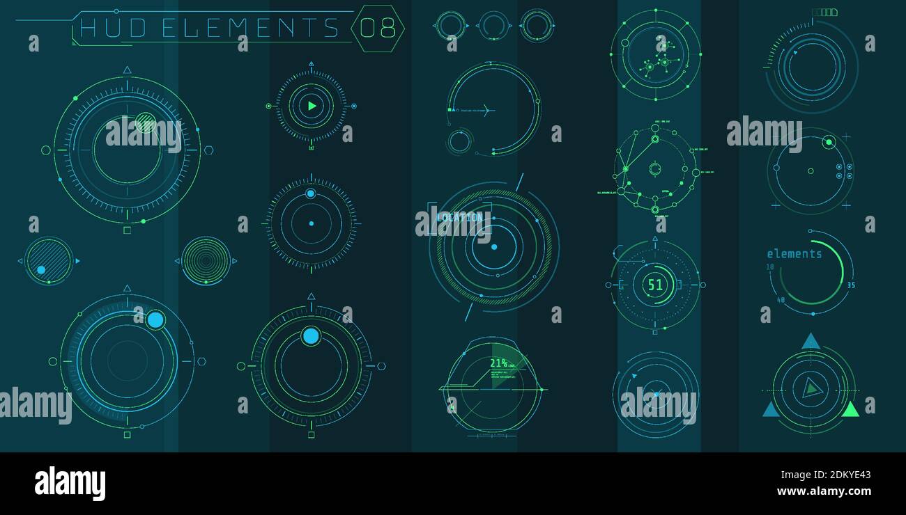 A set of HUD circular elements for a futuristic interface Stock Vector ...