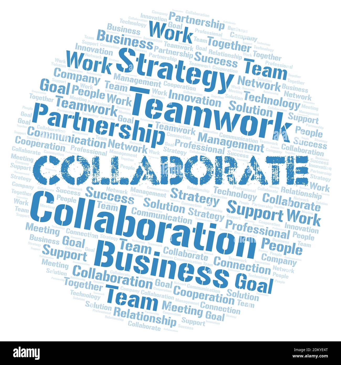 Collaborate typography word cloud create with text only Stock Photo - Alamy