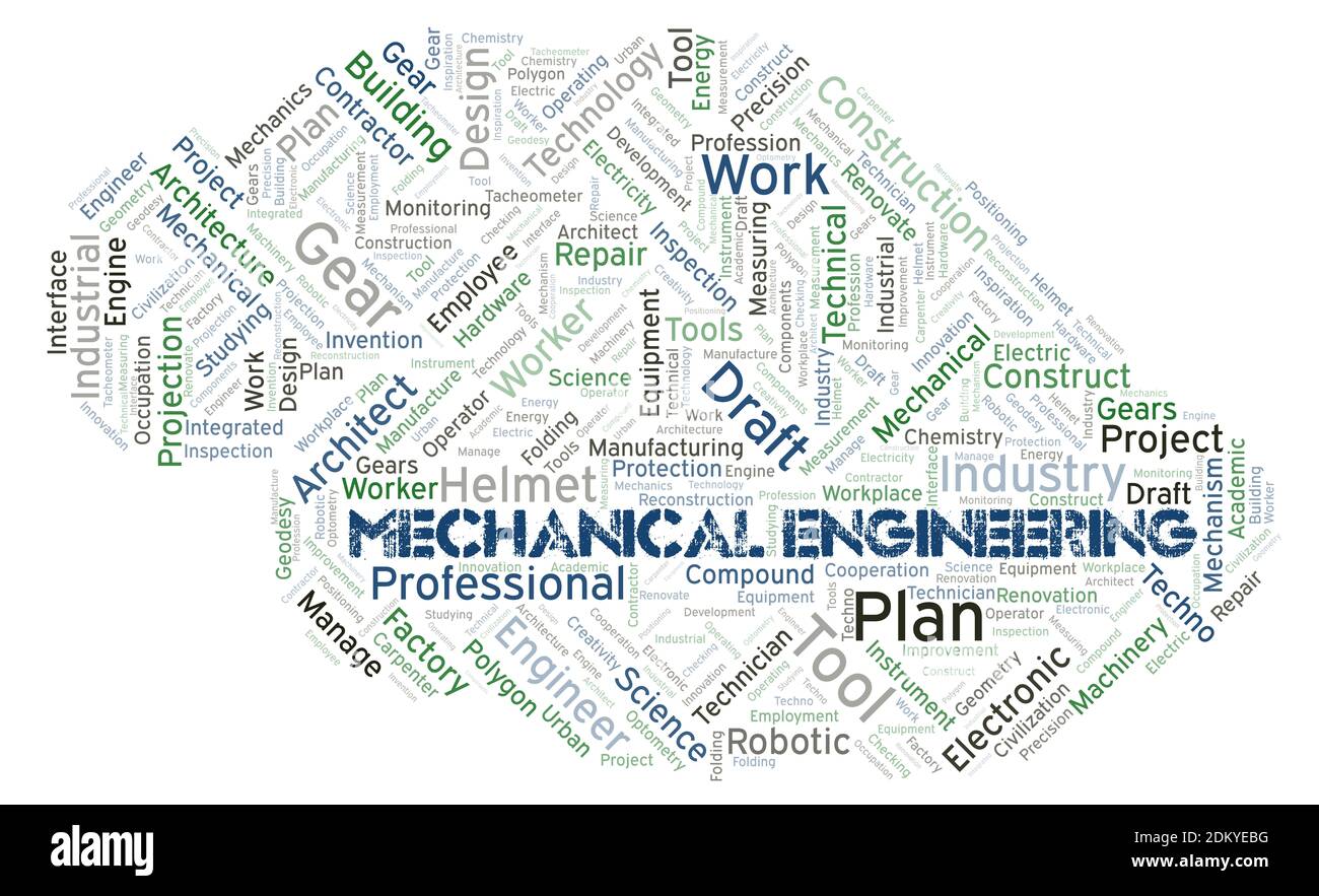 Mechanical Engineering typography word cloud create with text only ...