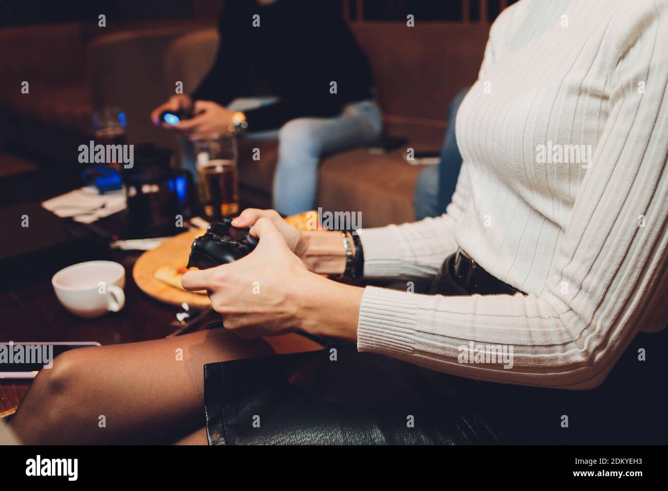 Controller or Videogame Joystick Console in hands. Close up, game ...