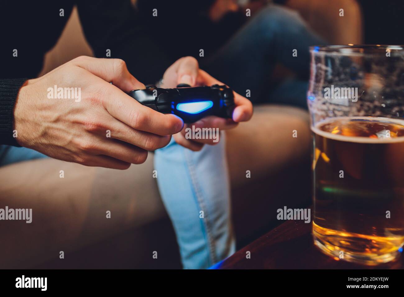 Controller or Videogame Joystick Console in hands. Close up, game ...