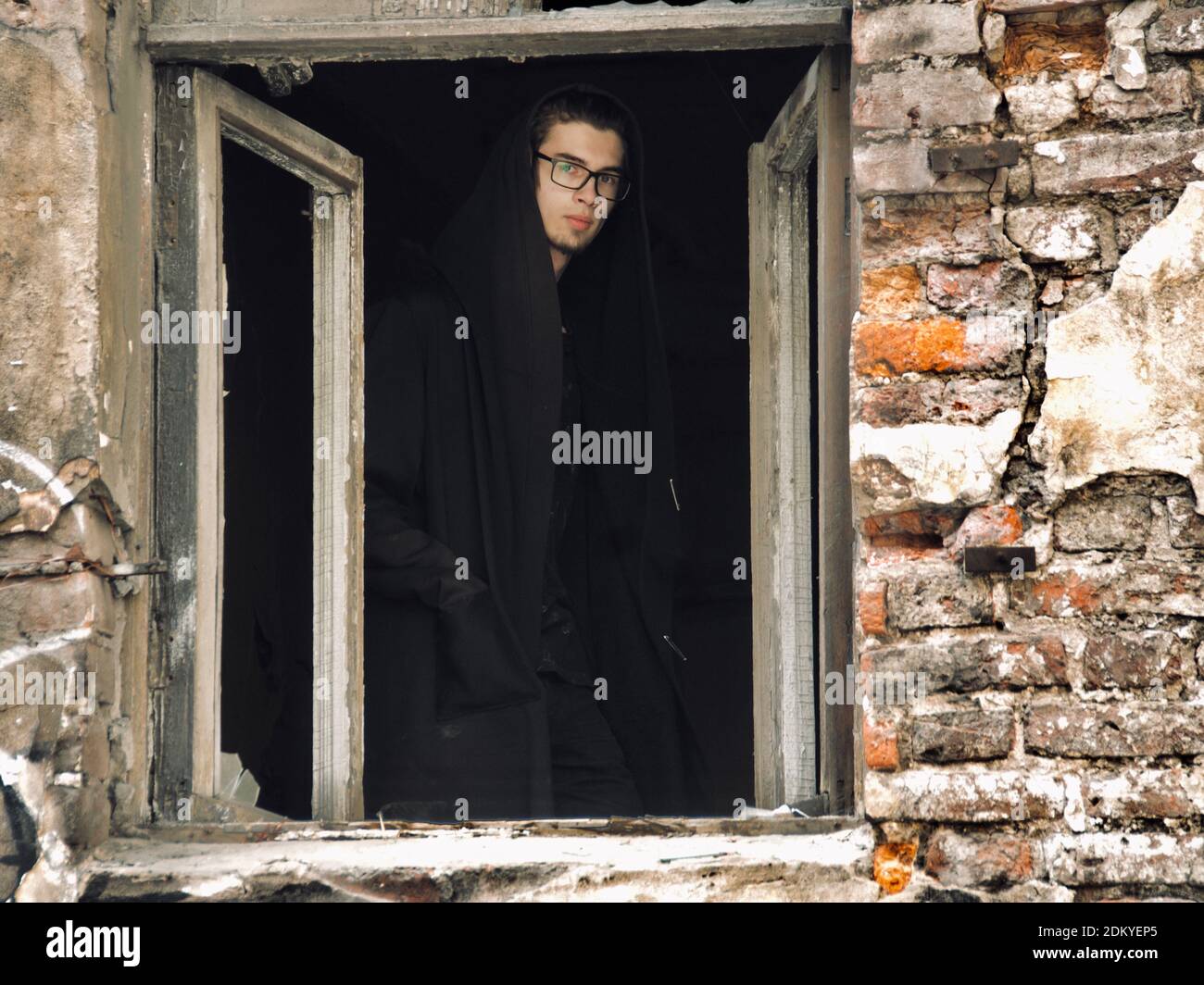 Open window boy teenager hi-res stock photography and images - Alamy