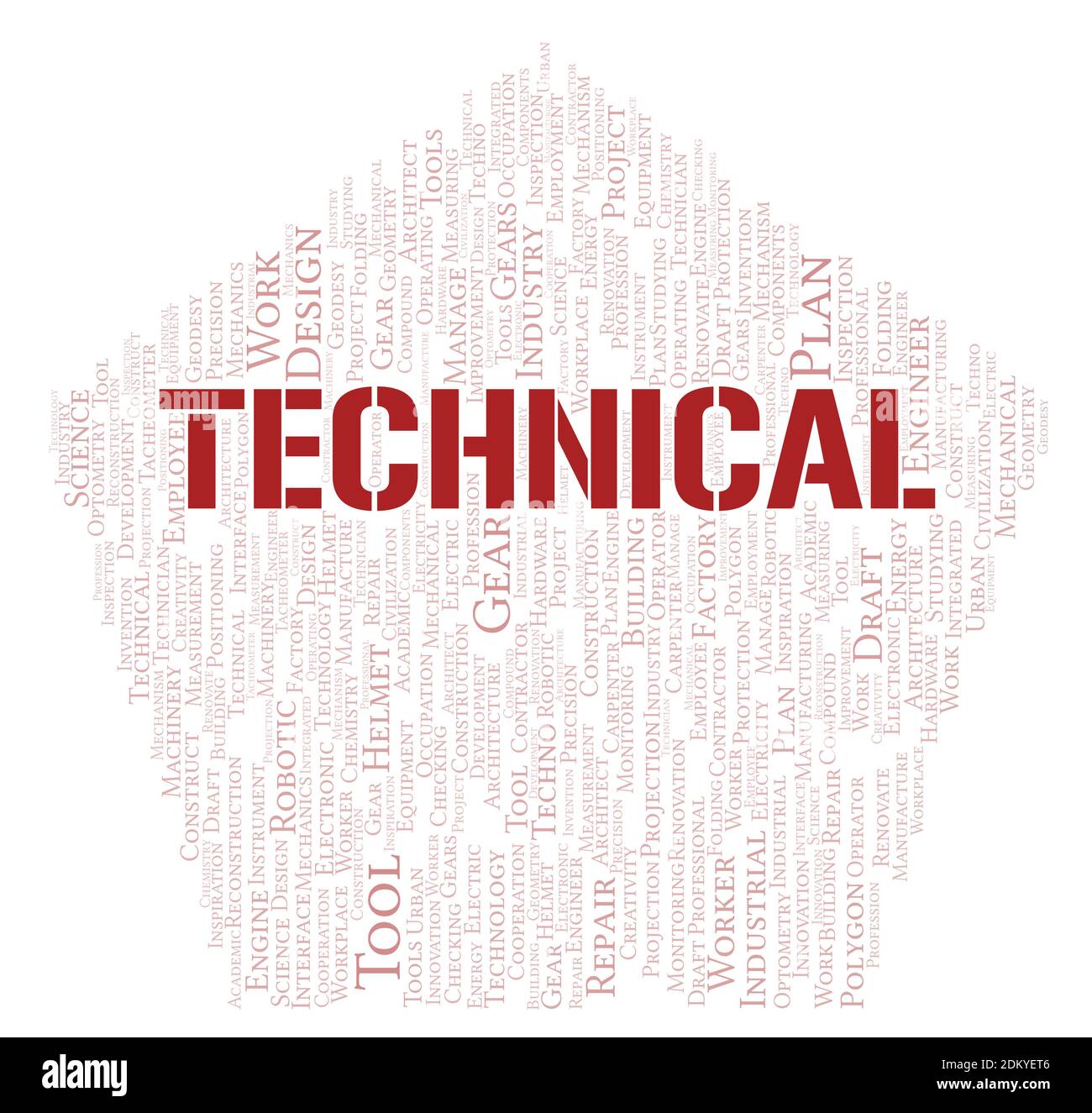 Technical typography word cloud create with text only Stock Photo - Alamy