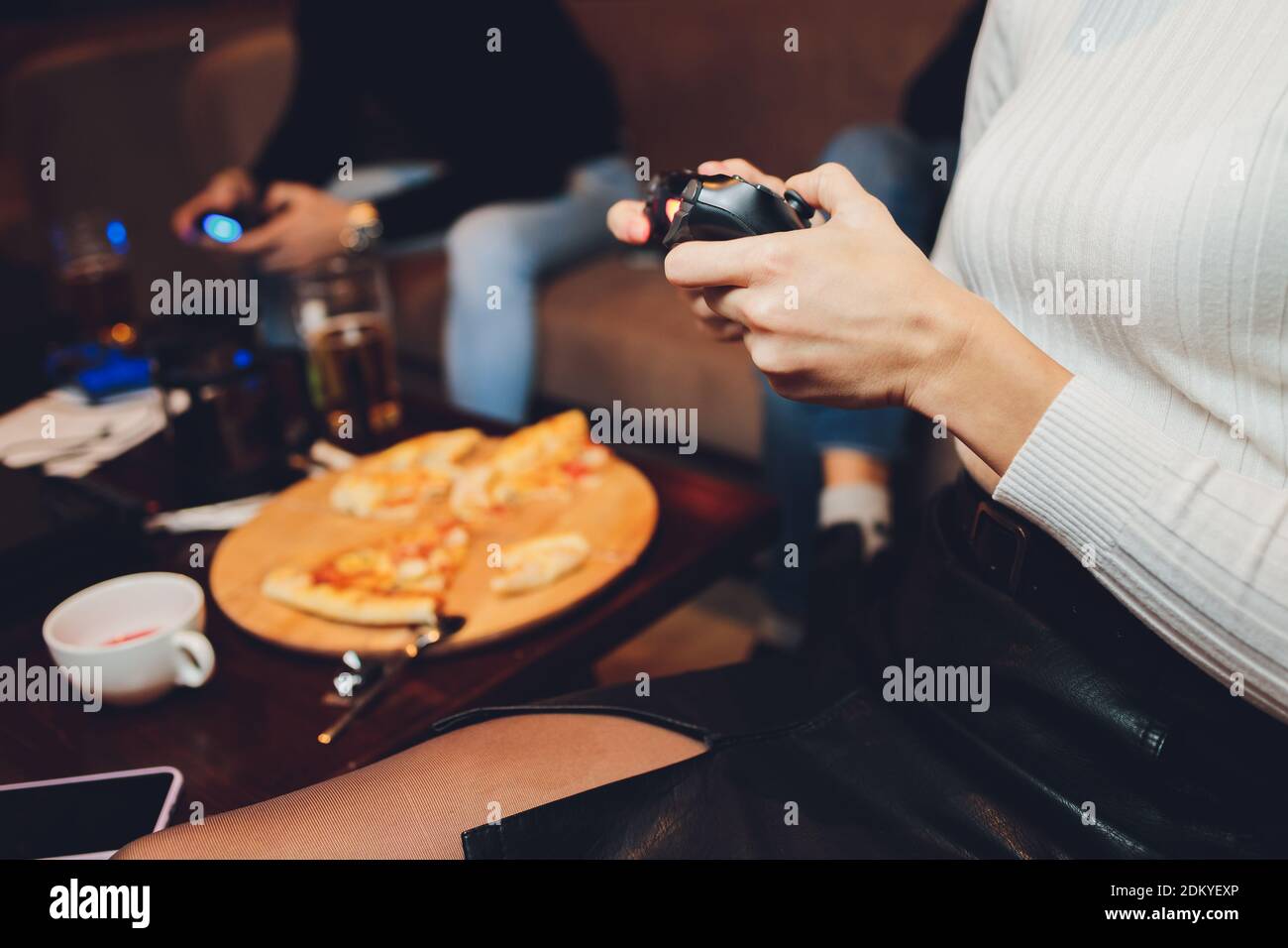 Controller or Videogame Joystick Console in hands. Close up, game ...