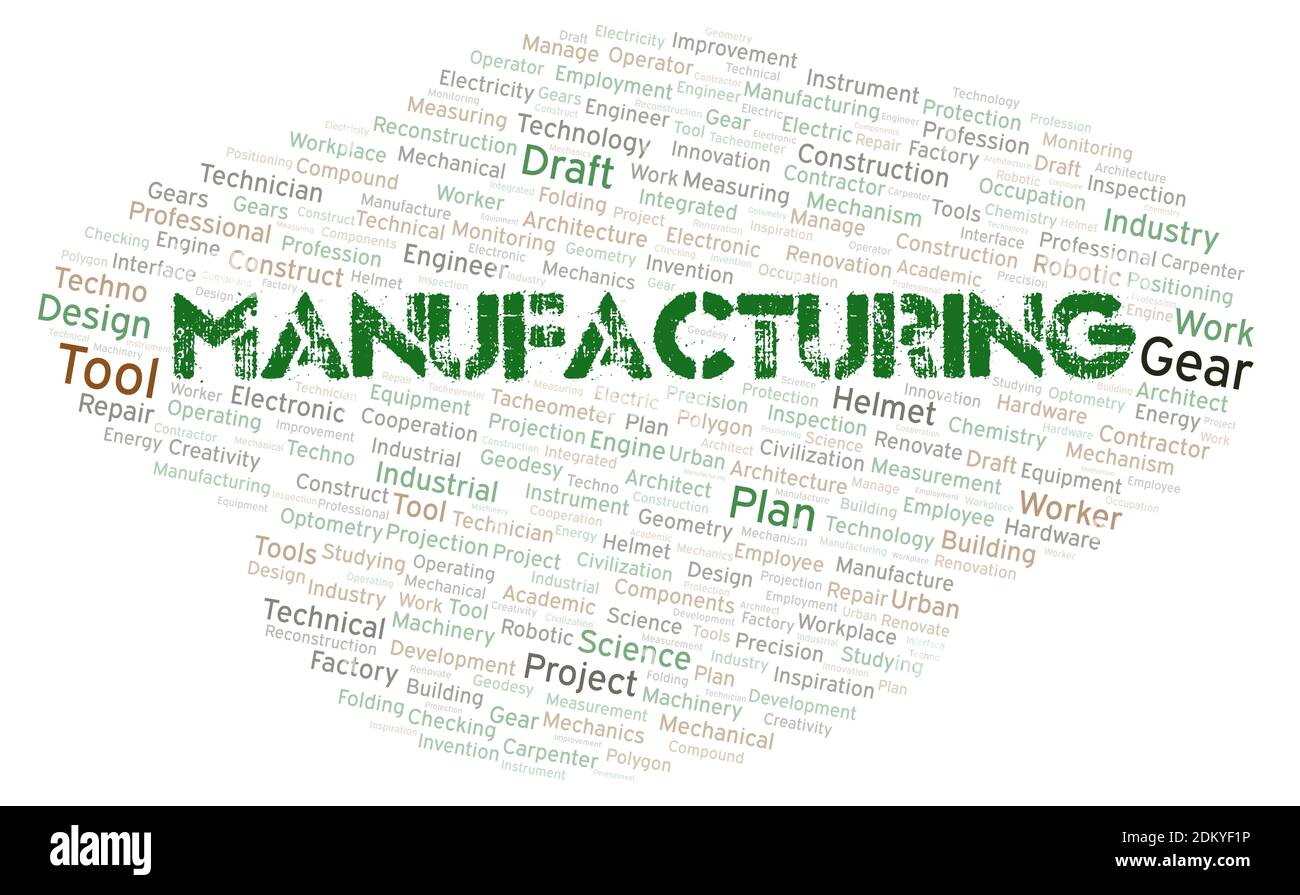 Manufacturing typography word cloud create with text only Stock Photo ...