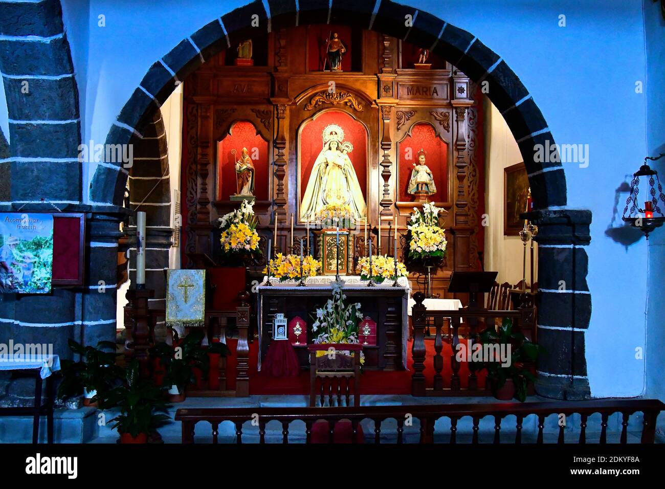 La Gomera, Canary Islands, Spain - April 10, 2018: Inside tiny church ...