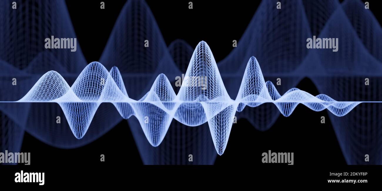 Modern Abstract Blue Wireframe Grid Structure Soundwaves Sound Waves Audio Science Or Data