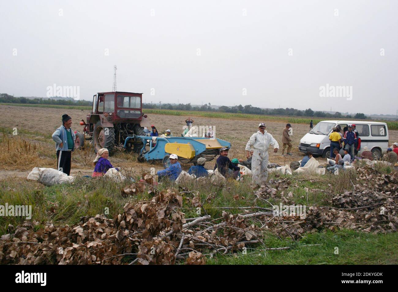 Day laborers by a field in Romania's countryside Stock Photo - Alamy