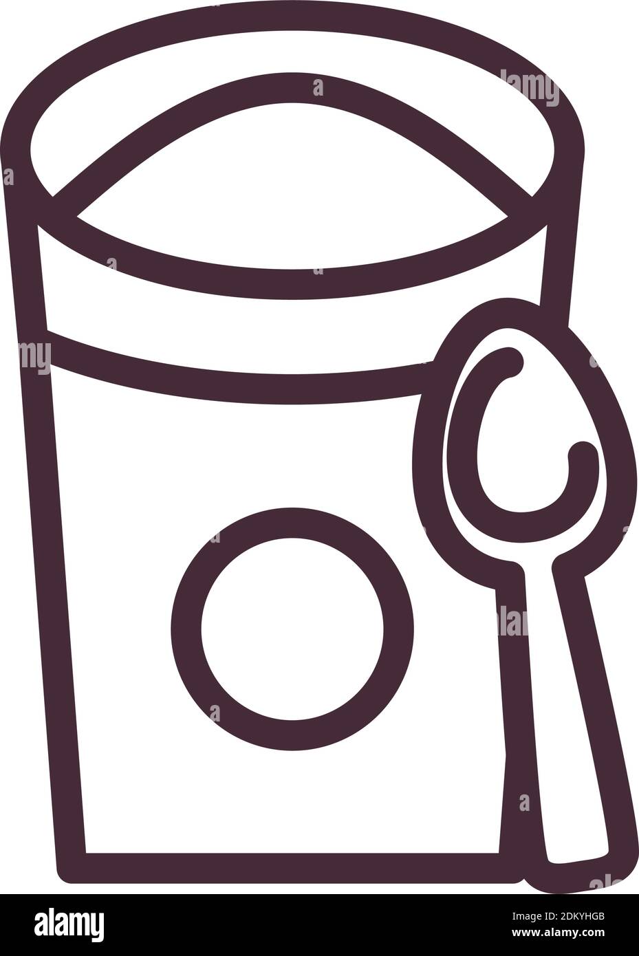 ice cream bucket with spoon line style icon design, Sweet and dessert ...