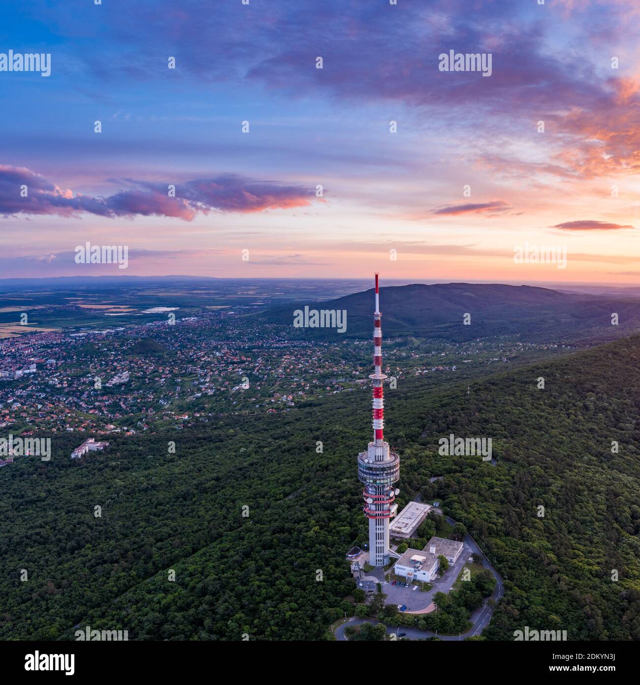 TV tower in Pecs Hungary with Mecsek hills Stock Photo - Alamy
