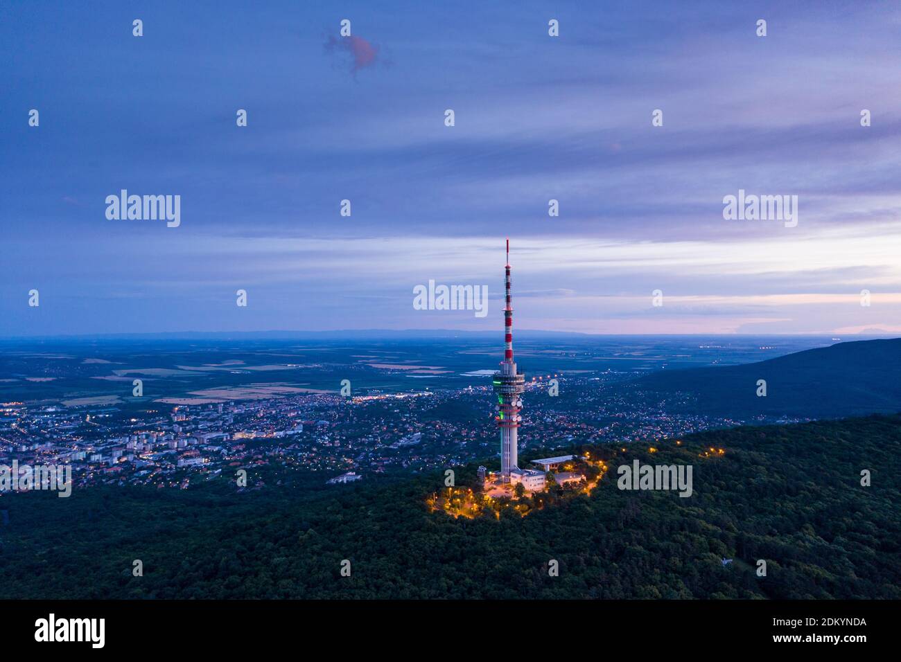 TV tower in Pecs Hungary with Mecsek hills Stock Photo - Alamy
