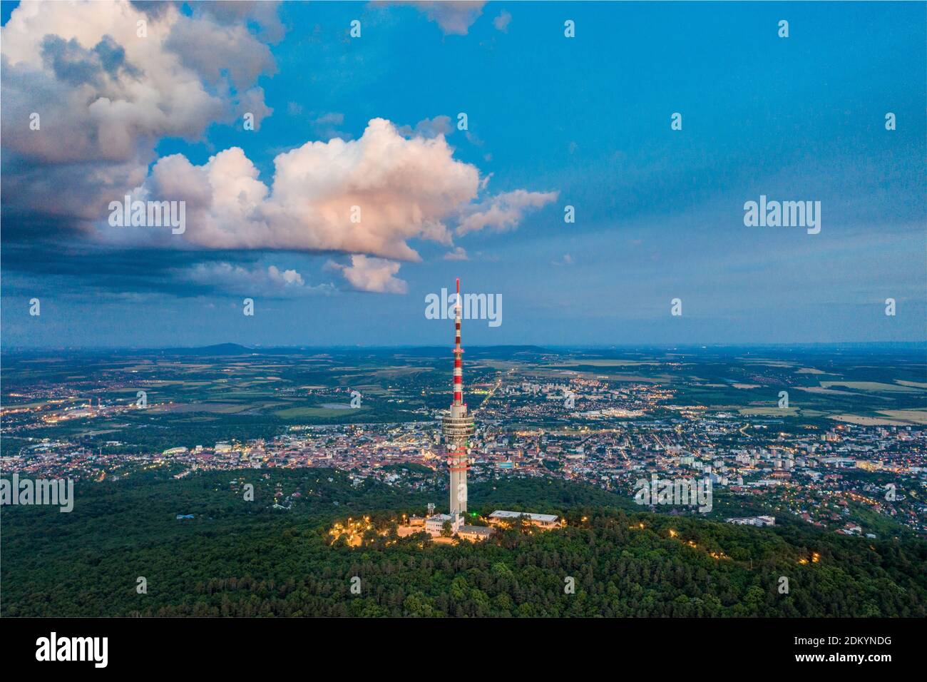 TV tower in Pecs Hungary with Mecsek hills Stock Photo - Alamy