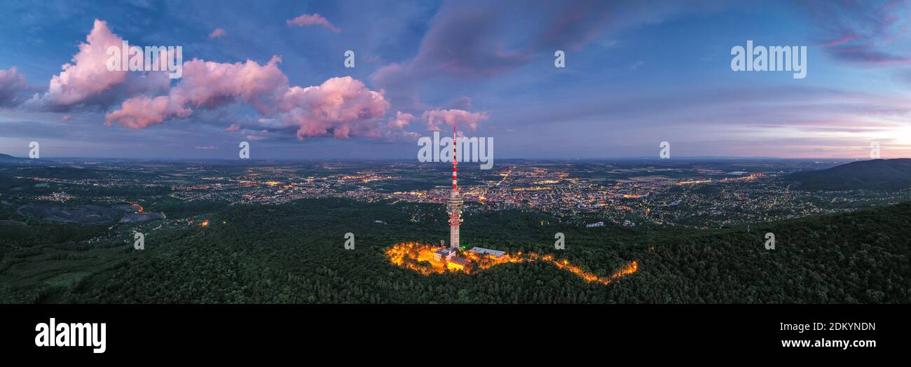 TV tower in Pecs Hungary with Mecsek hills Stock Photo - Alamy