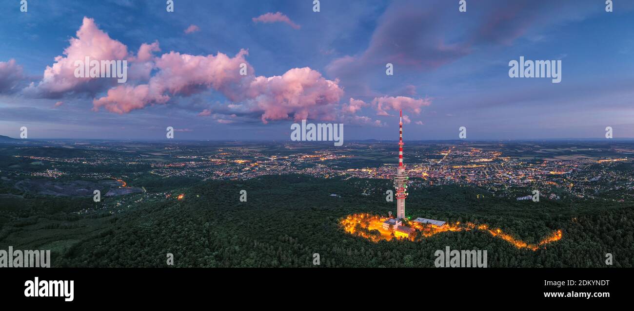 TV tower in Pecs Hungary with Mecsek hills Stock Photo - Alamy