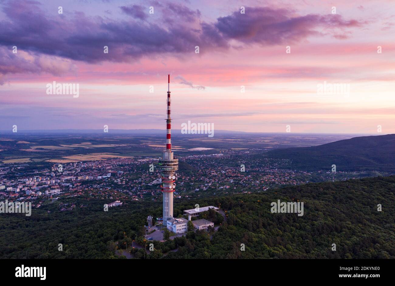 TV tower in Pecs Hungary with Mecsek hills Stock Photo - Alamy