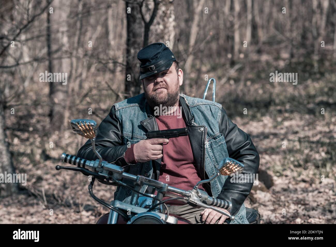 Overweight man on motorcycle hi-res stock photography and images - Alamy