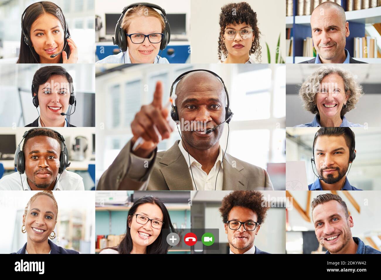 Multicultural business team in an online video conference meeting for ...