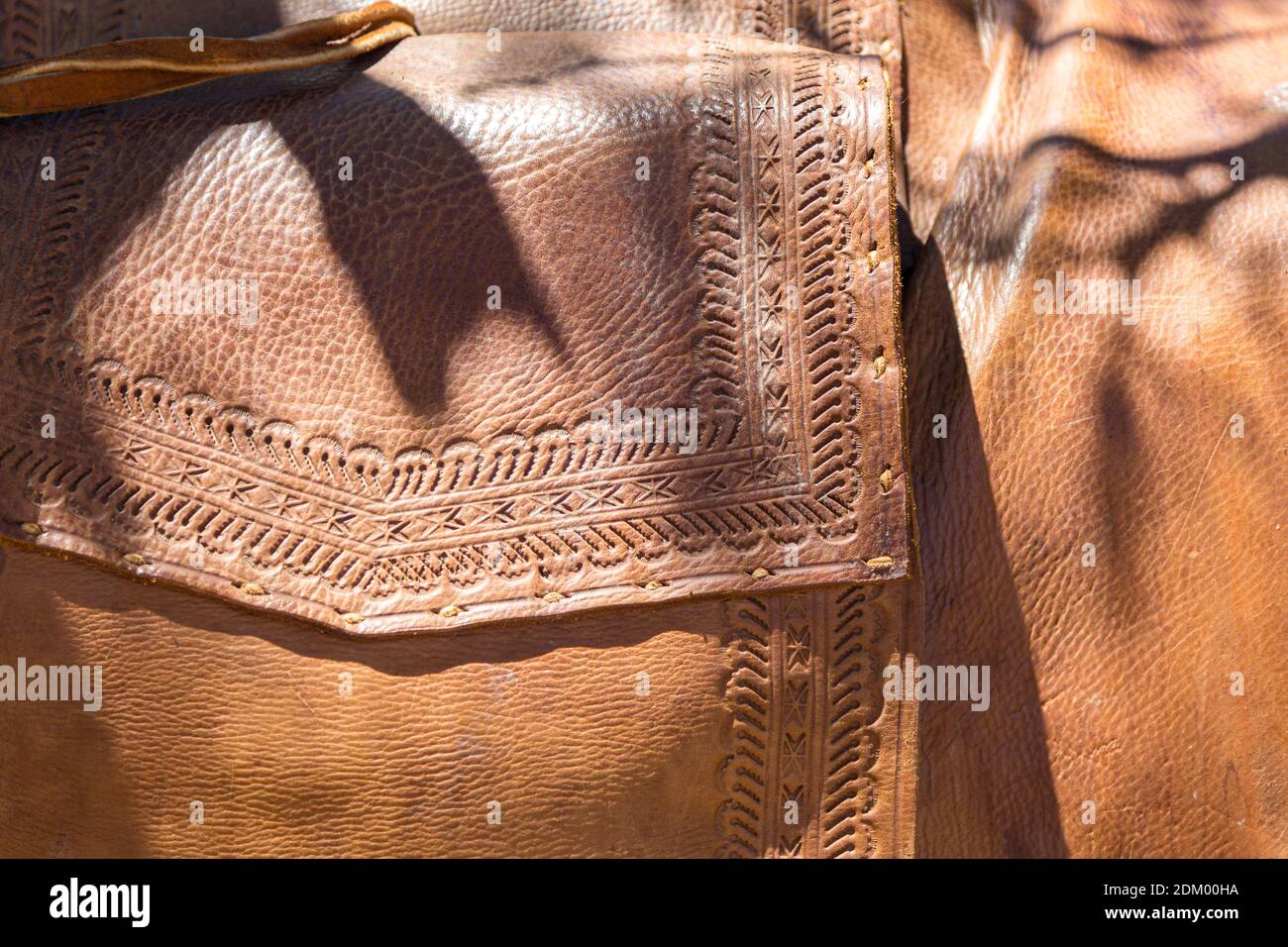 Leather saddle with beautiful pattern Stock Photo - Alamy