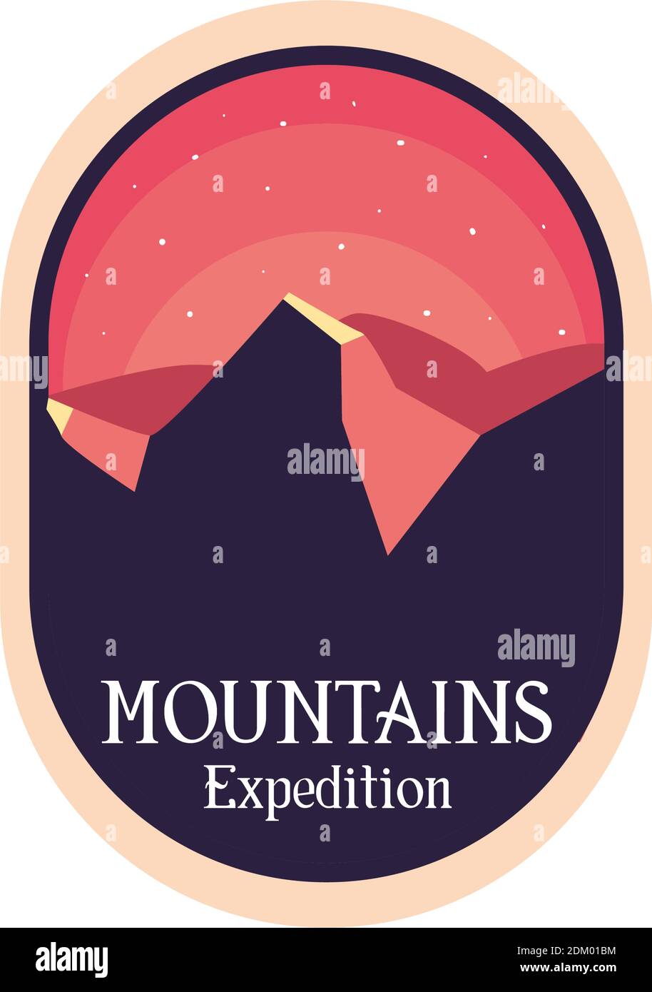 mountains expedition at night landscape label design, nature and ...