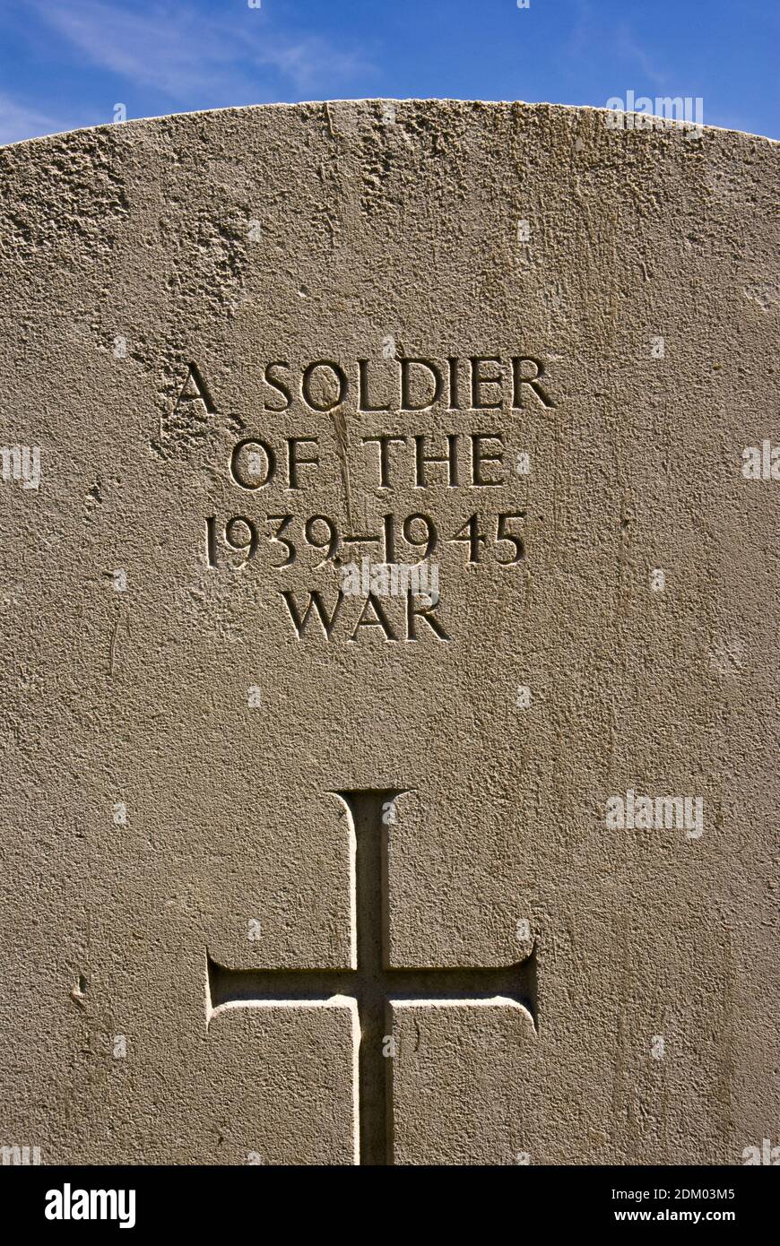 Grave of an unknown British soldier at the Bayeux Commonwealth War Graves Commission Cemetery ...