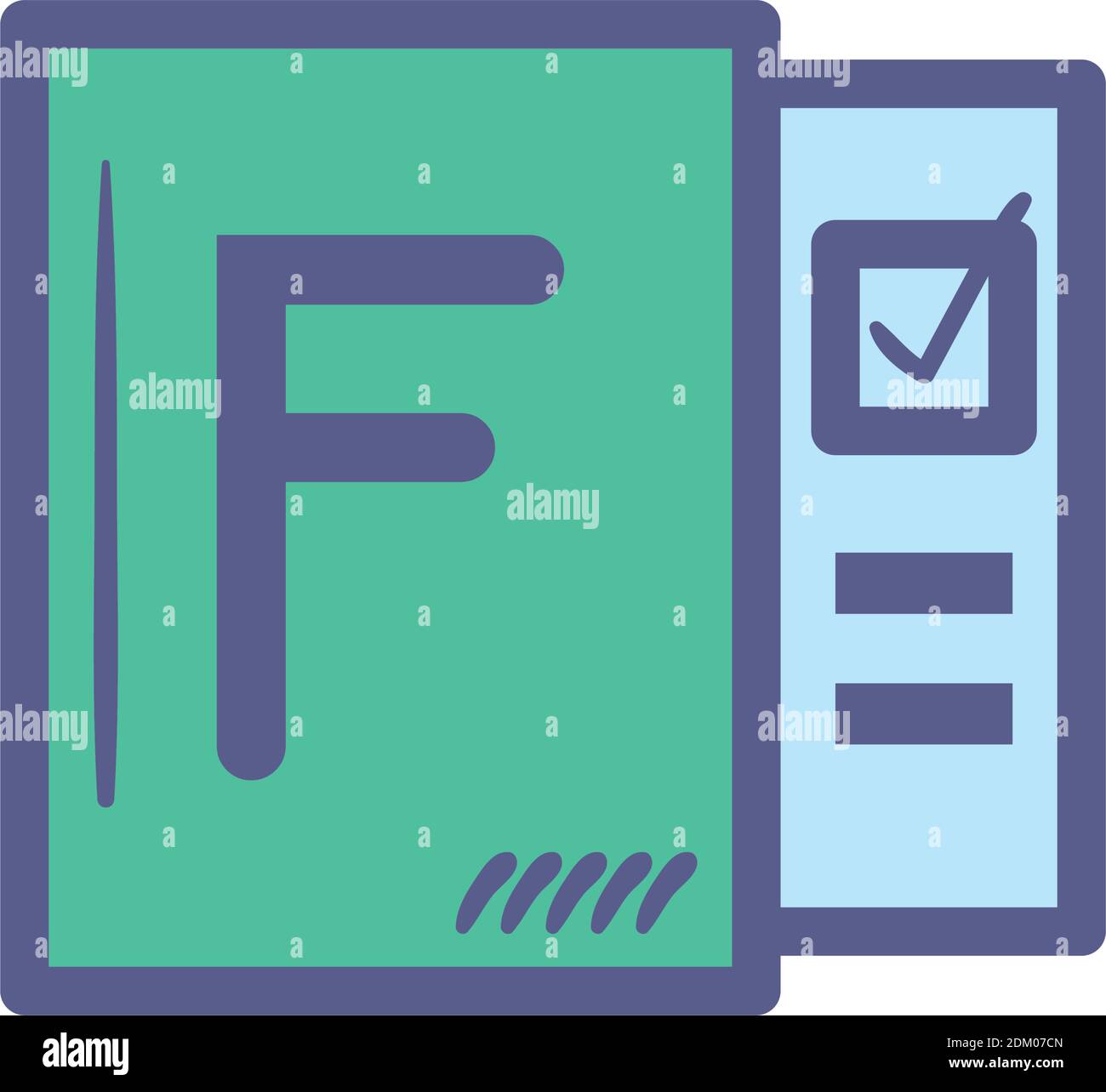 Document with f letter and check mark design, Data archive and ...