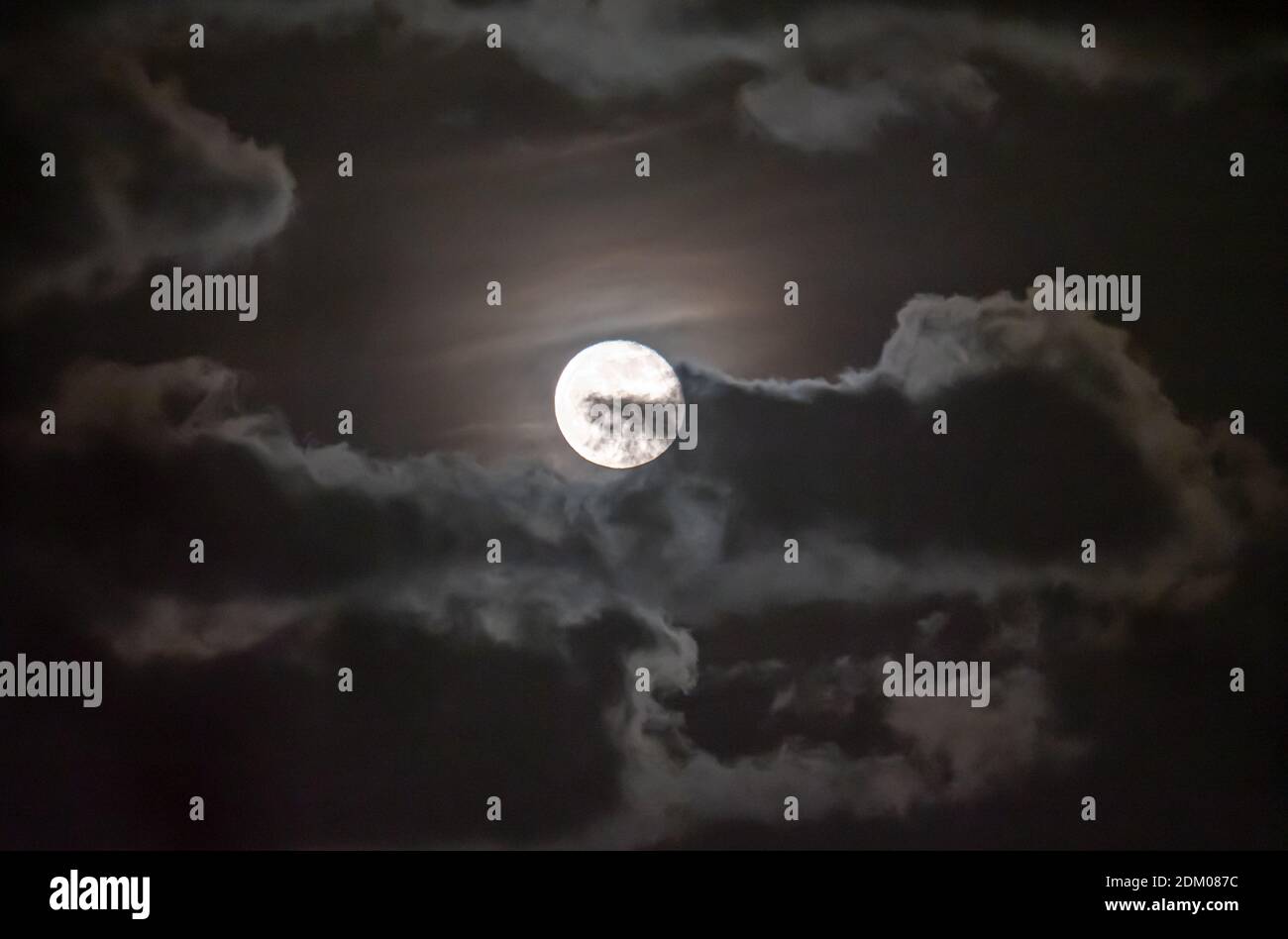 full moon in the sky with clouds landscape Stock Photo - Alamy