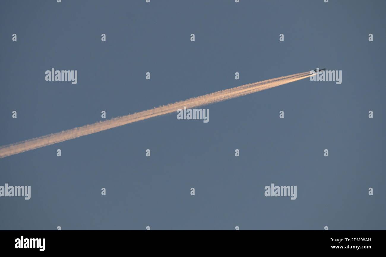 Jet of airplane line at the sky Stock Photo - Alamy