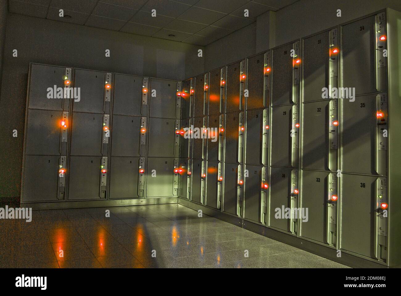 Lockers At Night Stock Photo - Alamy