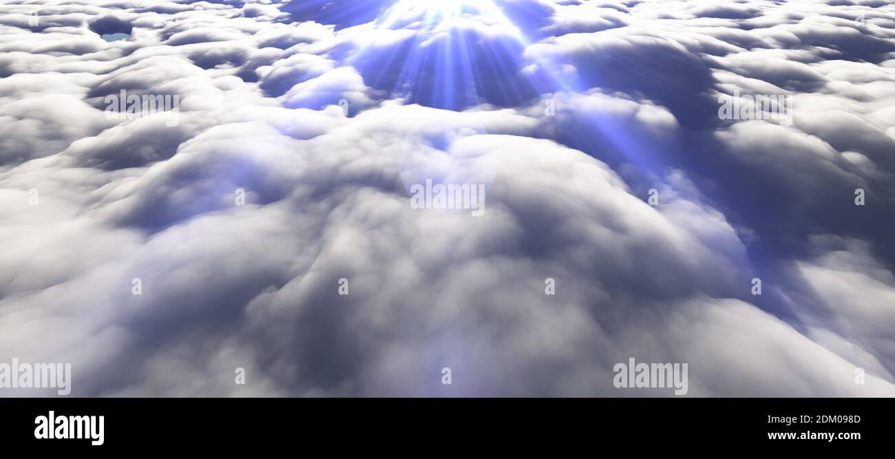 above clouds sun ray 3d render illustration Stock Photo - Alamy