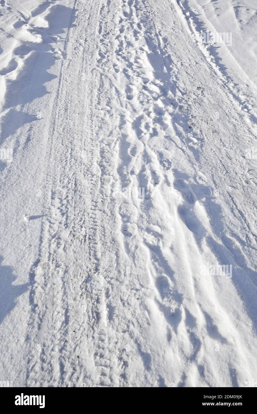 Snow road background Stock Photo - Alamy