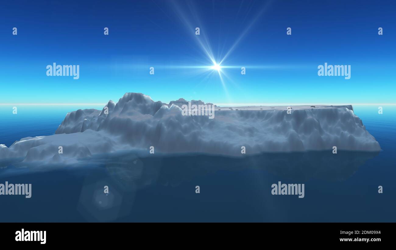 Ice berg on see, 3d render illustration Stock Photo - Alamy