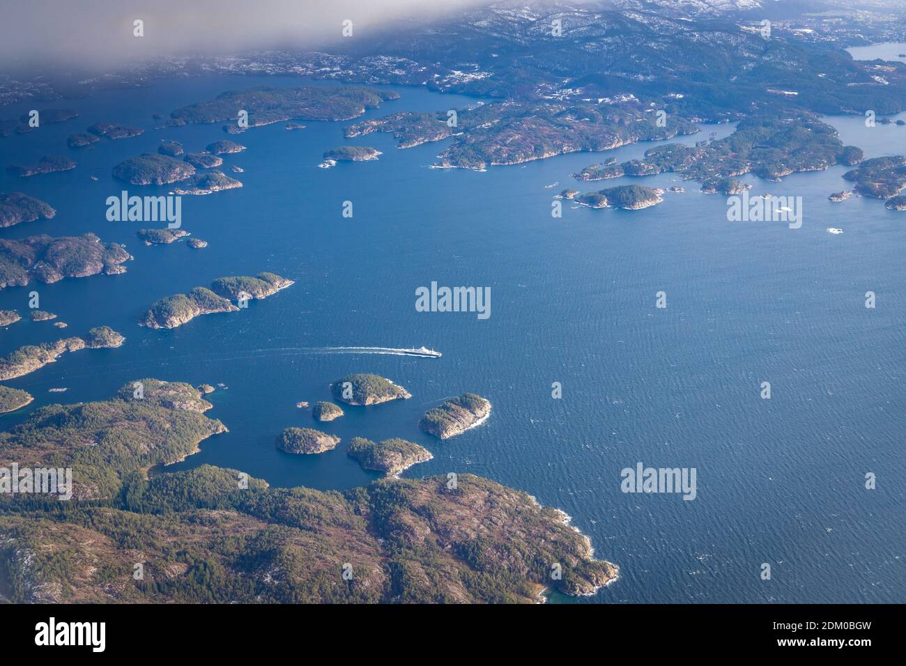 View through window in an aeroplane to Bergen Norway Stock Photo - Alamy