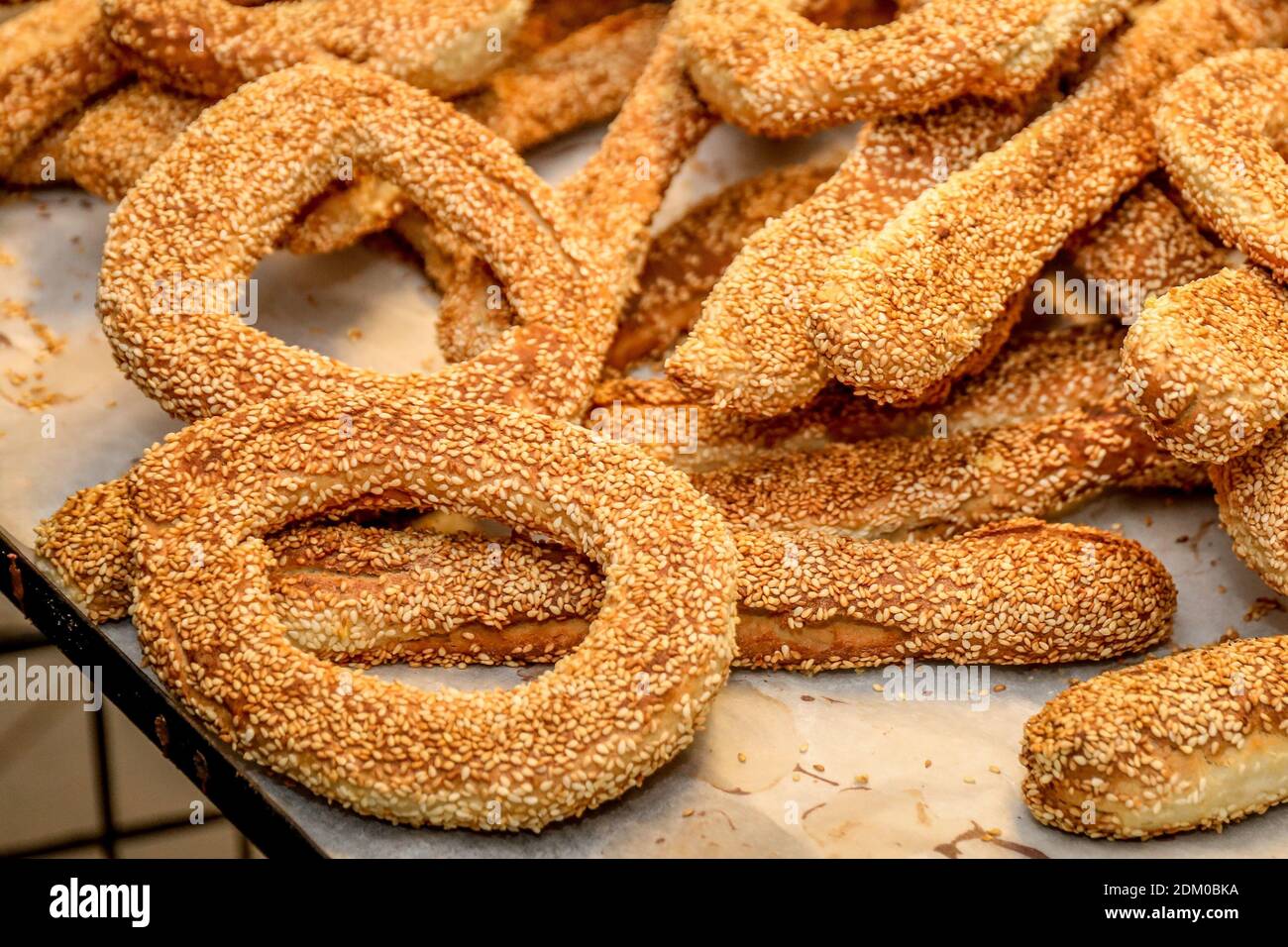 A shot of just baked simit turkish bagels Stock Photo - Alamy