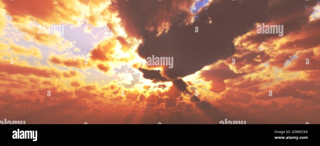 Sunset / sunrise with clouds, light rays and other atmospheric effect ...