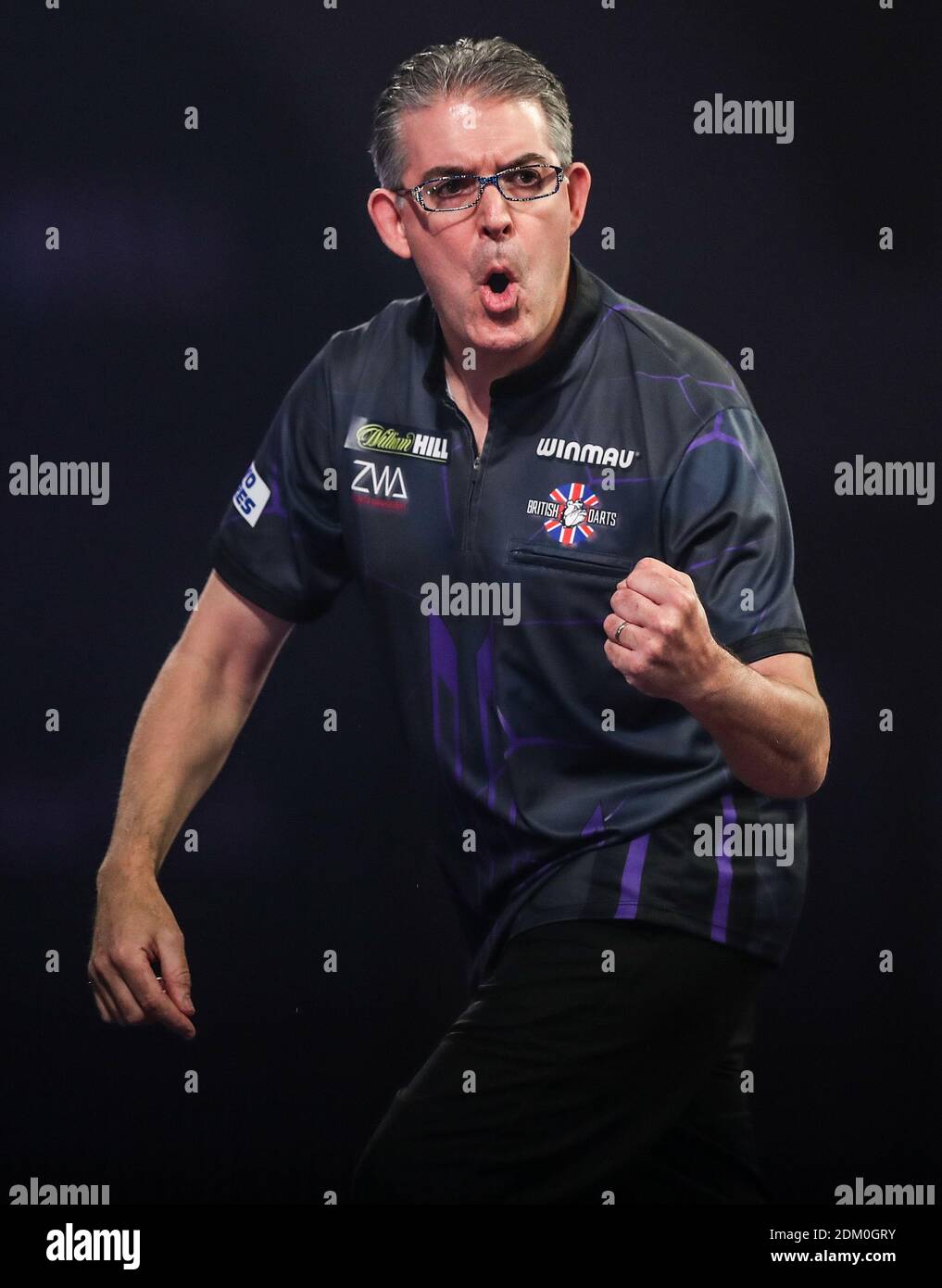 Jeff Smith celebrates after winning a set during day two of the William ...